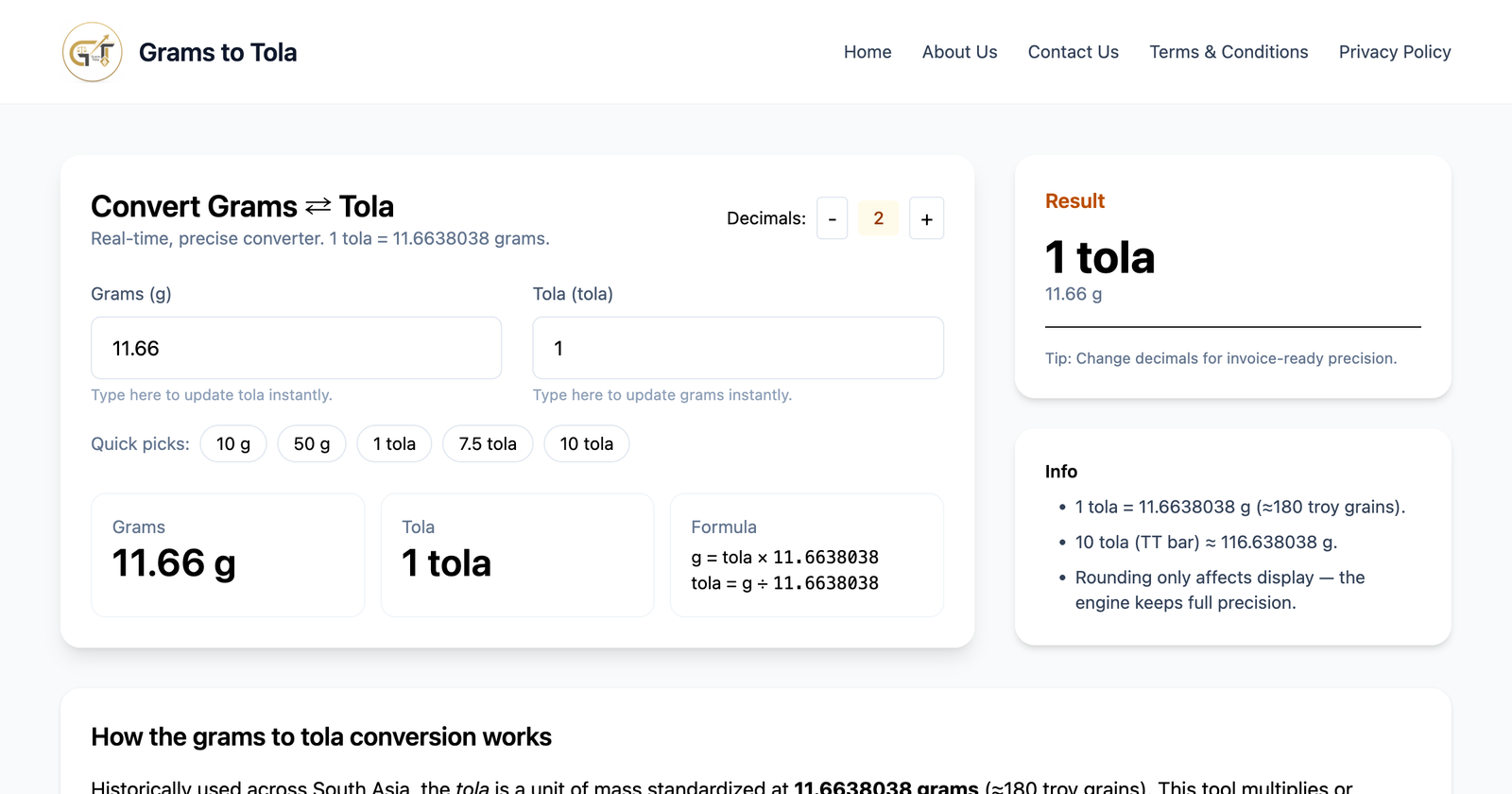 Tola to Grams | Grams to Tola